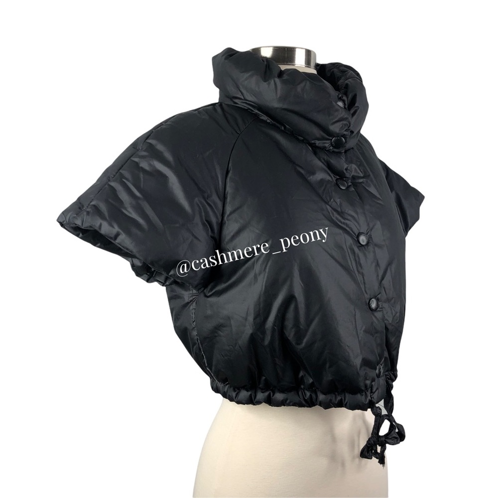 Imperial Black Cropped Puffer Jacket Made In Italy - Gem